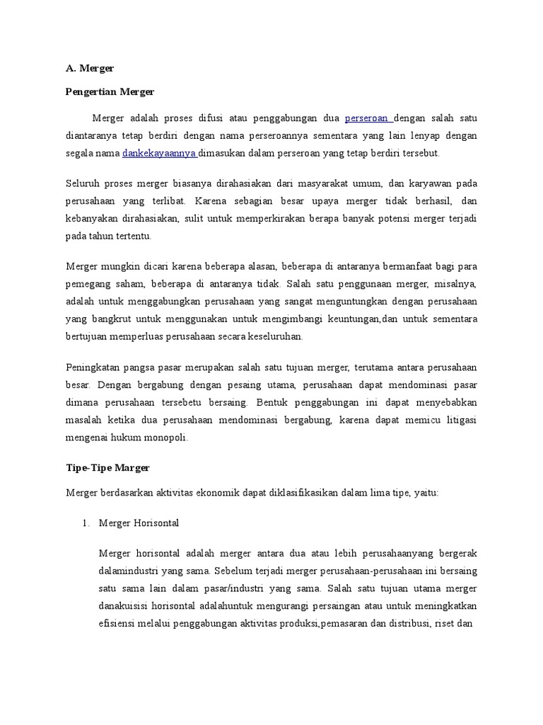 BAB 5 - Merger, Konsolidasi, Akuisisi, Dan Separasi | PDF