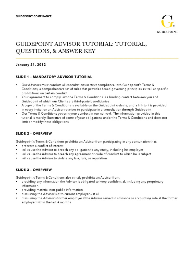 Compliance Tutorial Answer Key | PDF