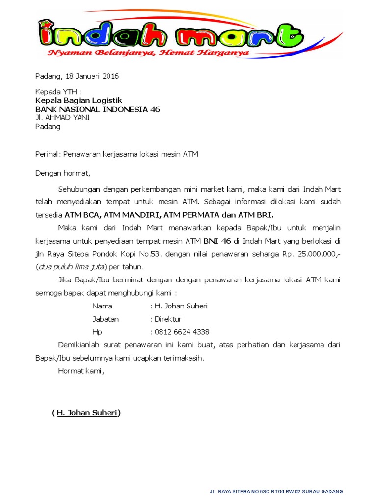 Surat Permohonan ATM BNI | PDF
