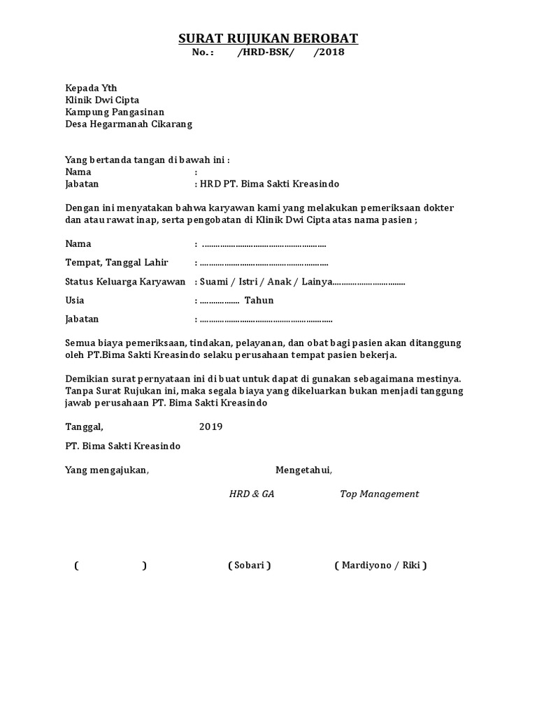 Surat Rujukan Berobat | PDF