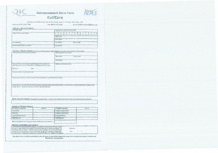 QIC NAS Claim Form | PDF
