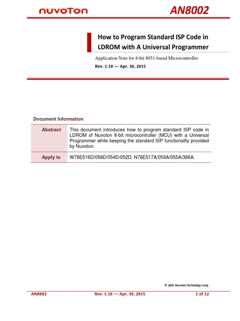 AN8002 Program ISP Code in LDROM EN Rev1.10 PDF | PDF