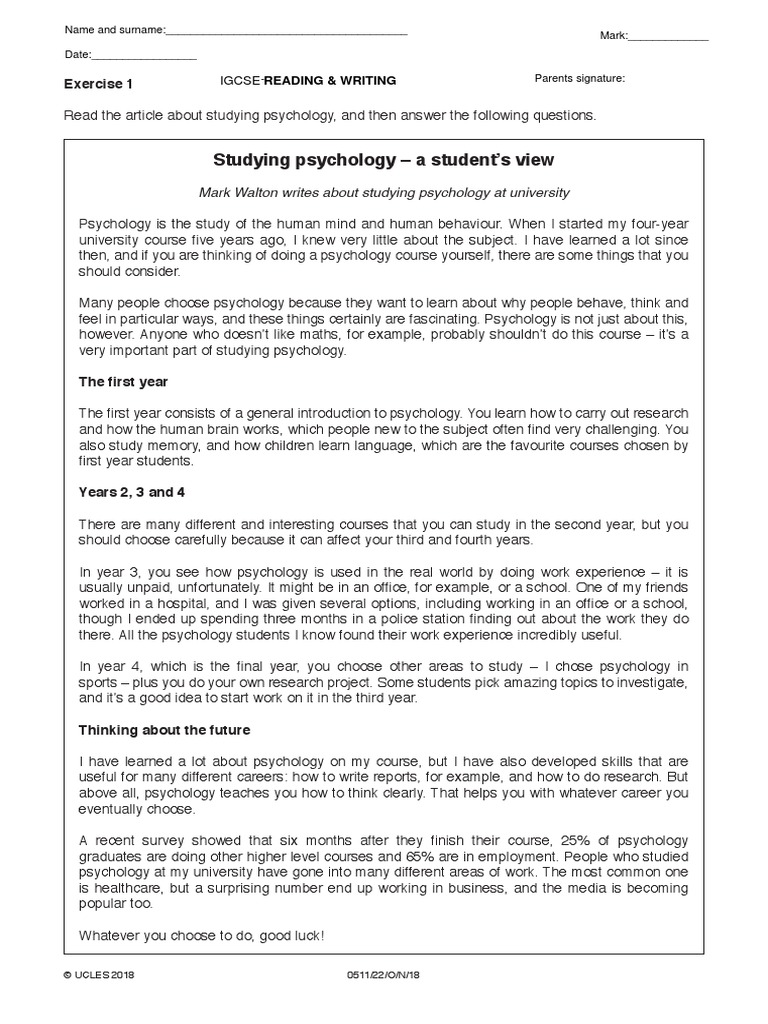 IGCSE - READING & WRITING - March 6, 2020 | PDF