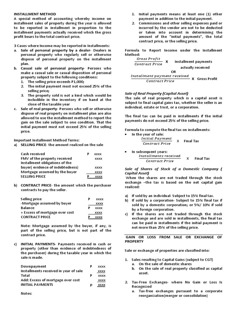 Installment Method - Tax | PDF