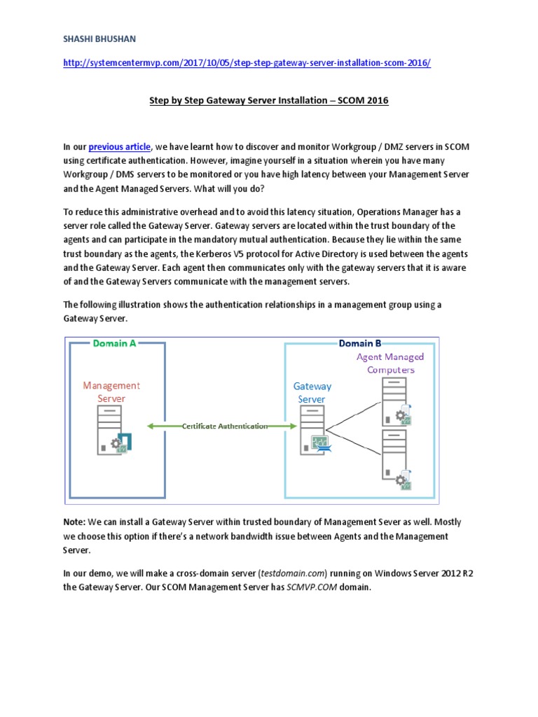 Step by Step Gateway Server Installation - SCOM 2016 | PDF | Computers