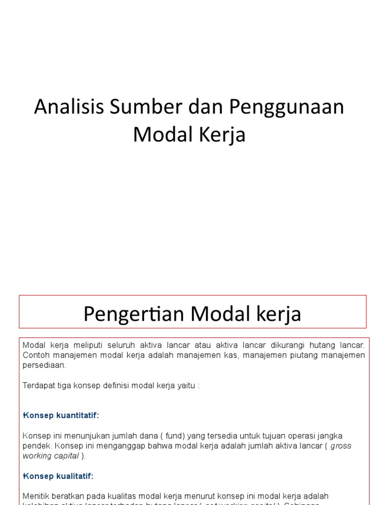 Analisis Sumber Dan Penggunaan MOdal Kerja ppt.1 | PDF