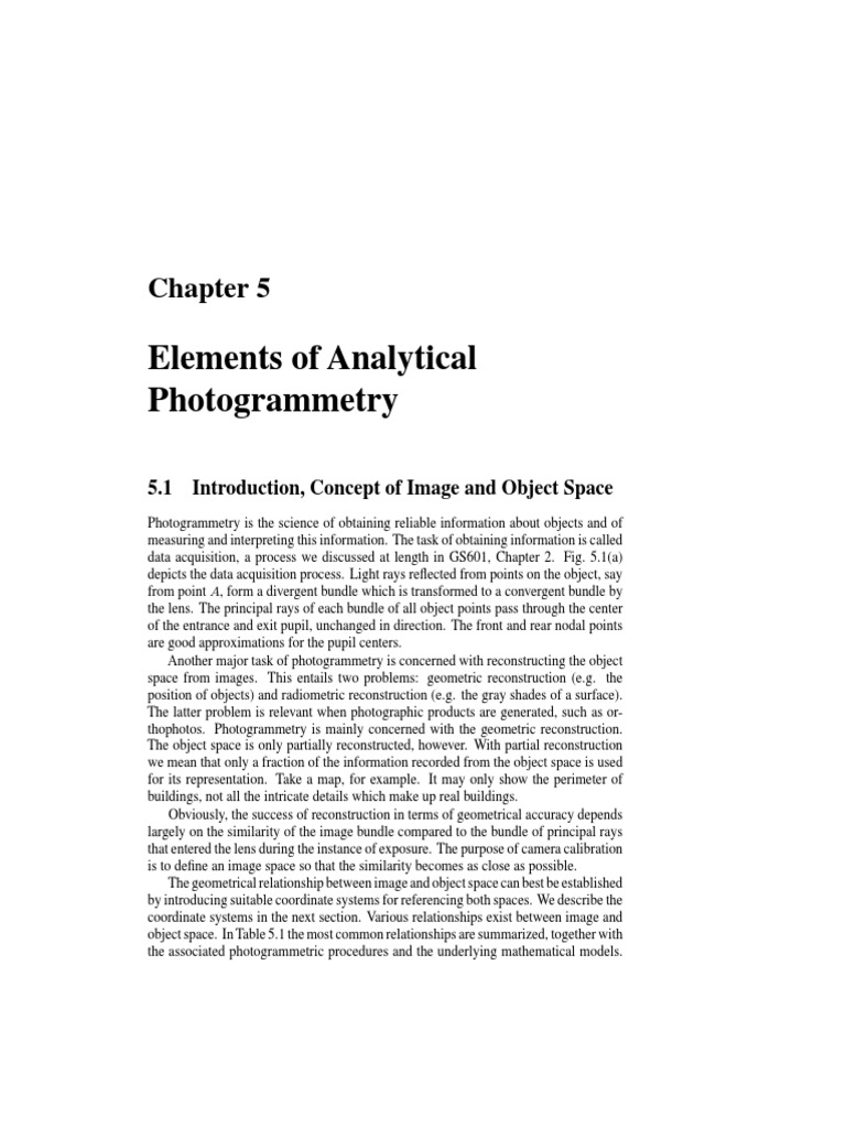 Elements of Analytical Photogrammetry | PDF Elements of Analytical Photogrammetry | PDF