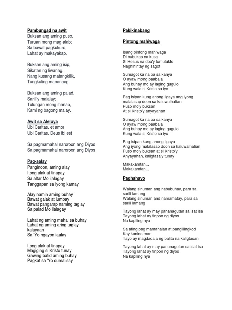 Pambungad Na Awit | PDF