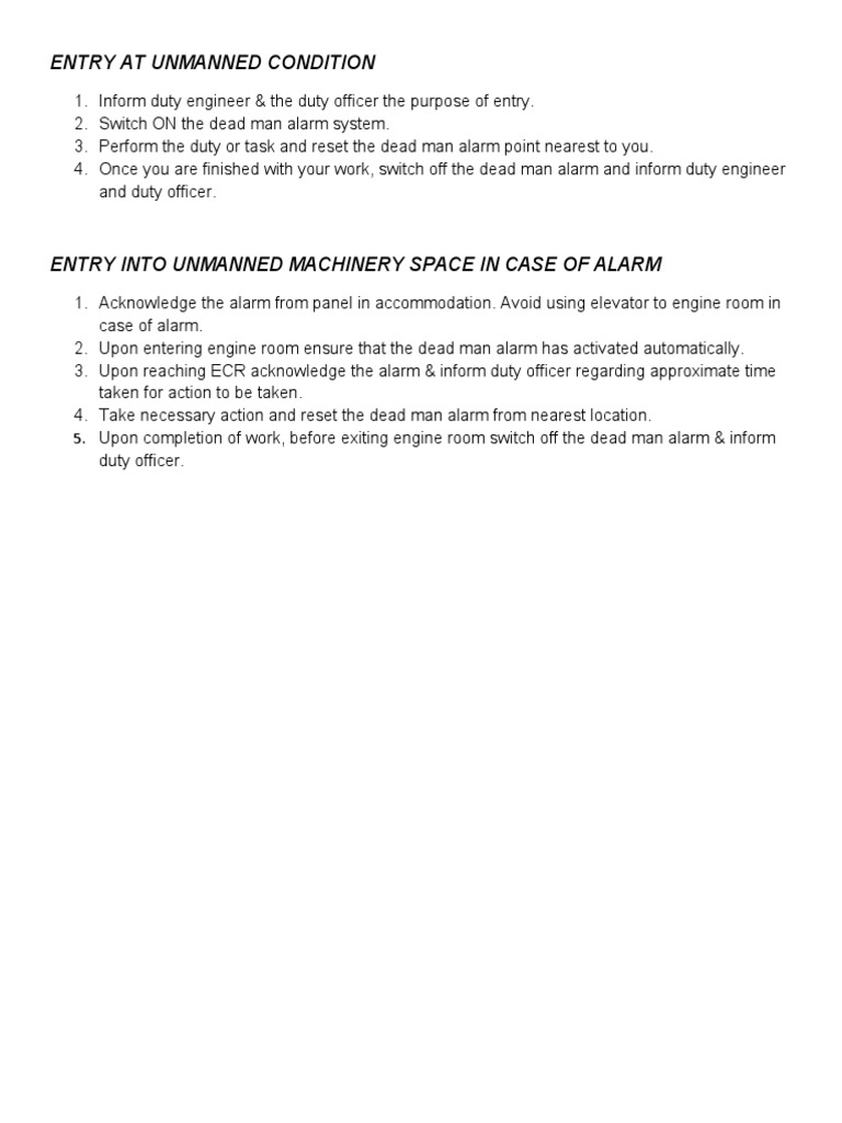 Proper Procedures for Entering Unmanned Areas and Responding to Alarms ...