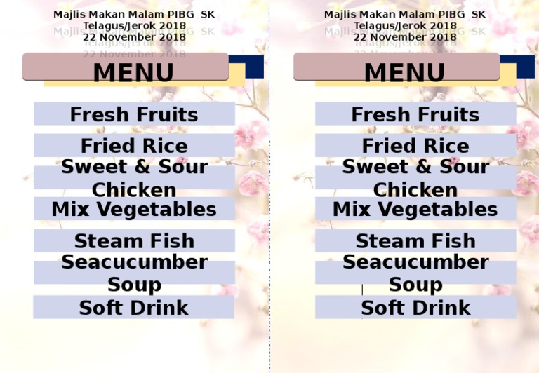 Menu Majlis Makan Malam Pibg | PDF