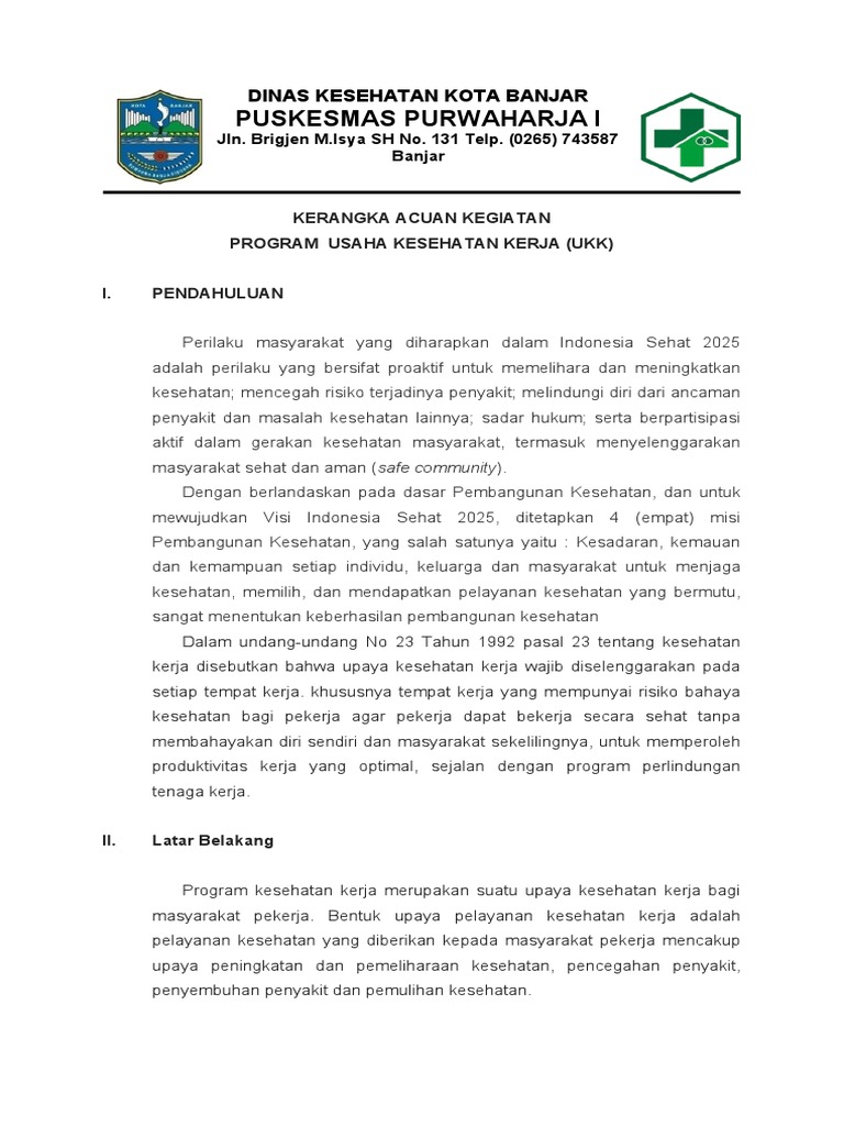 Kerangka Acuan Kegiatan Ukk | PDF