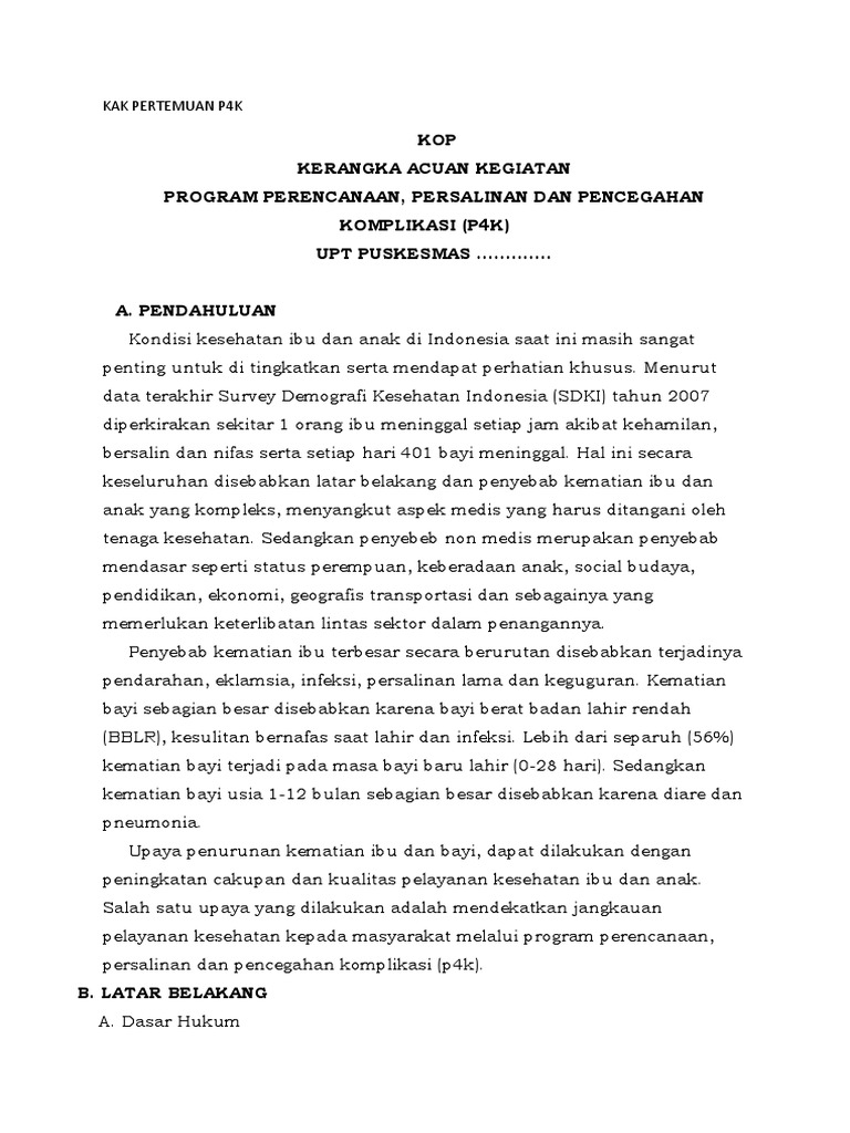 Kak Pertemuan P4K | PDF