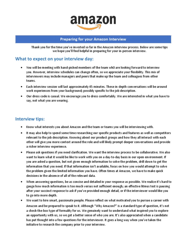 Amazon Interview Preparation Guide | PDF | Career & Growth