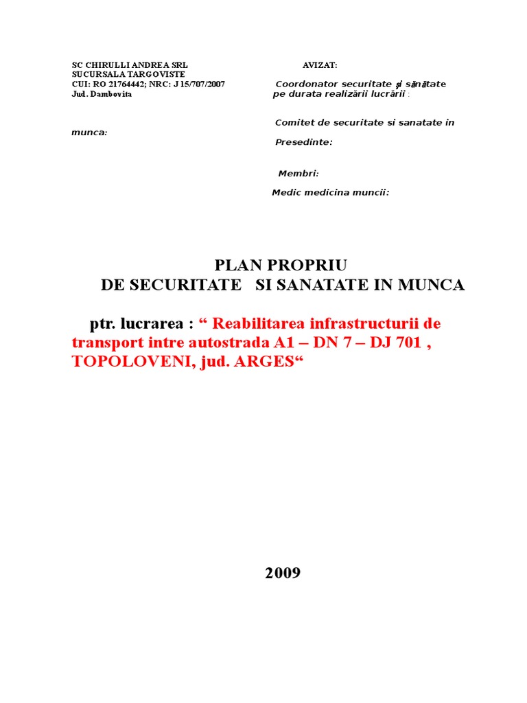 Plan Propriu SSM Topoloveni | PDF