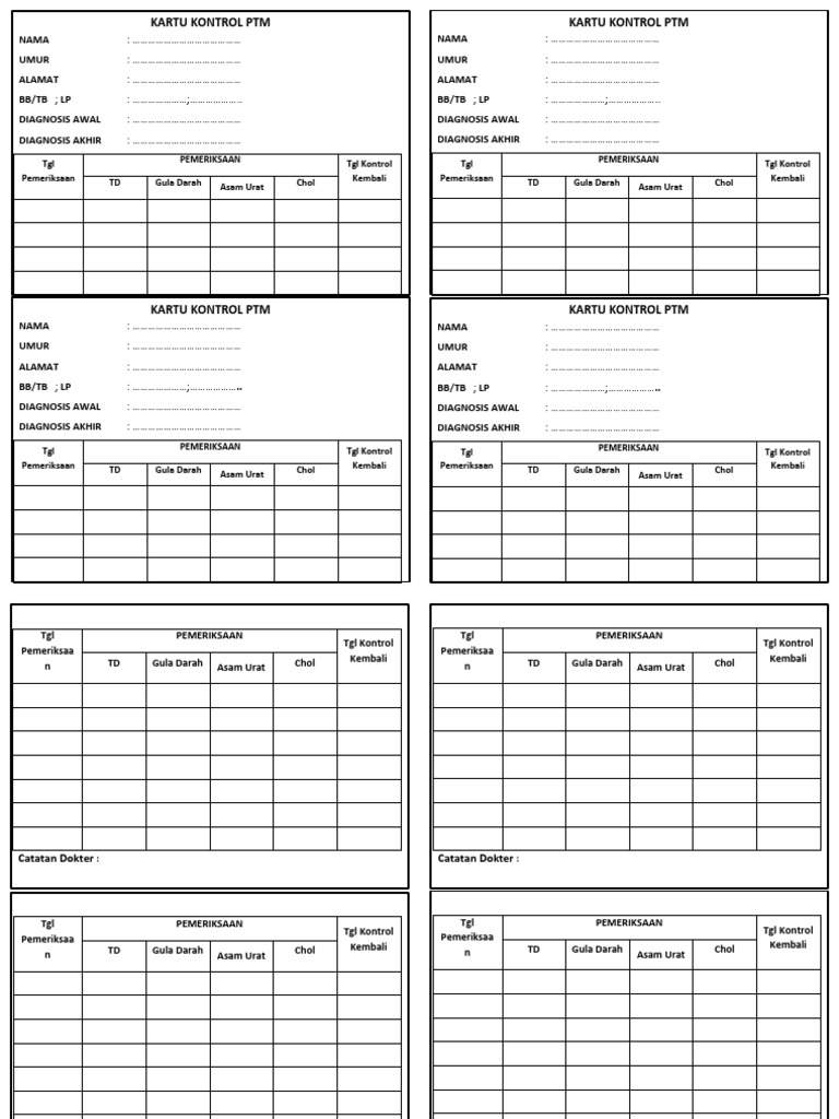 Kartu Kontrol PTM | PDF