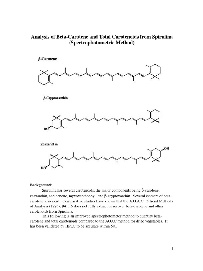 Beta Carotene Analysis | PDF | Spectrophotometry | High Performance Liquid Chromatography