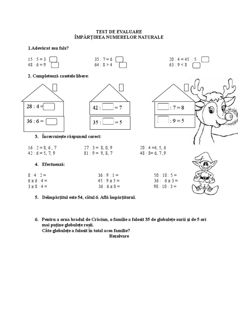 Evaluare Impartire Clasa A II A | PDF
