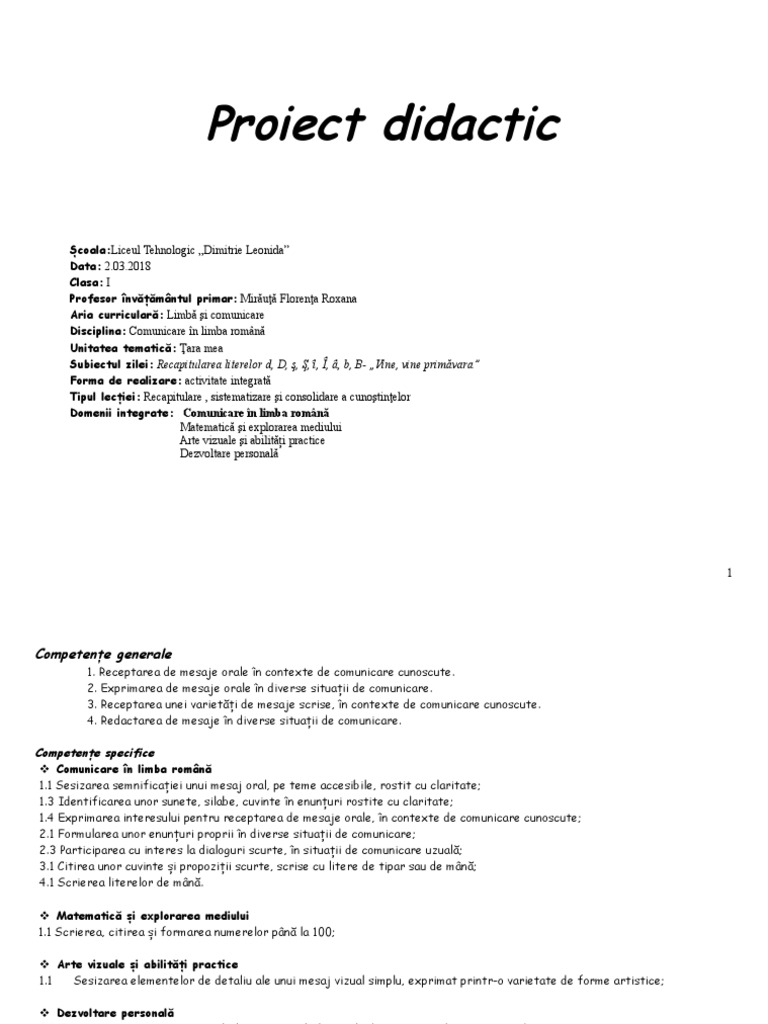 CLR Proiect Didactic | PDF
