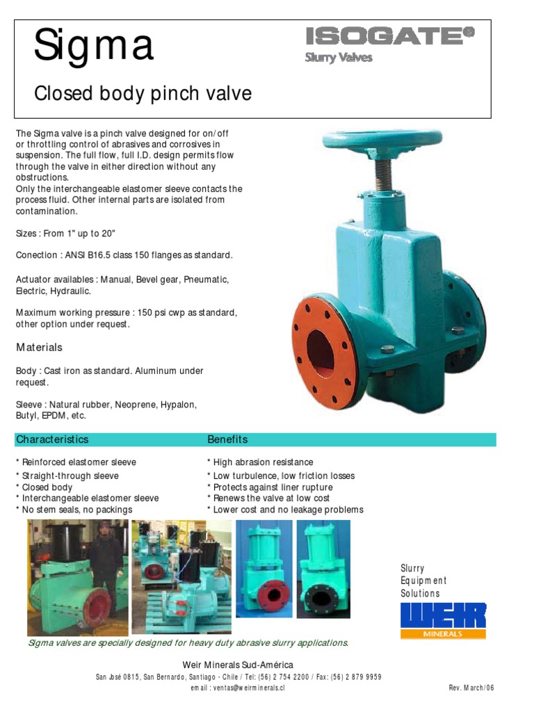 Sigma Closed Body Pinch Valve Overview | PDF