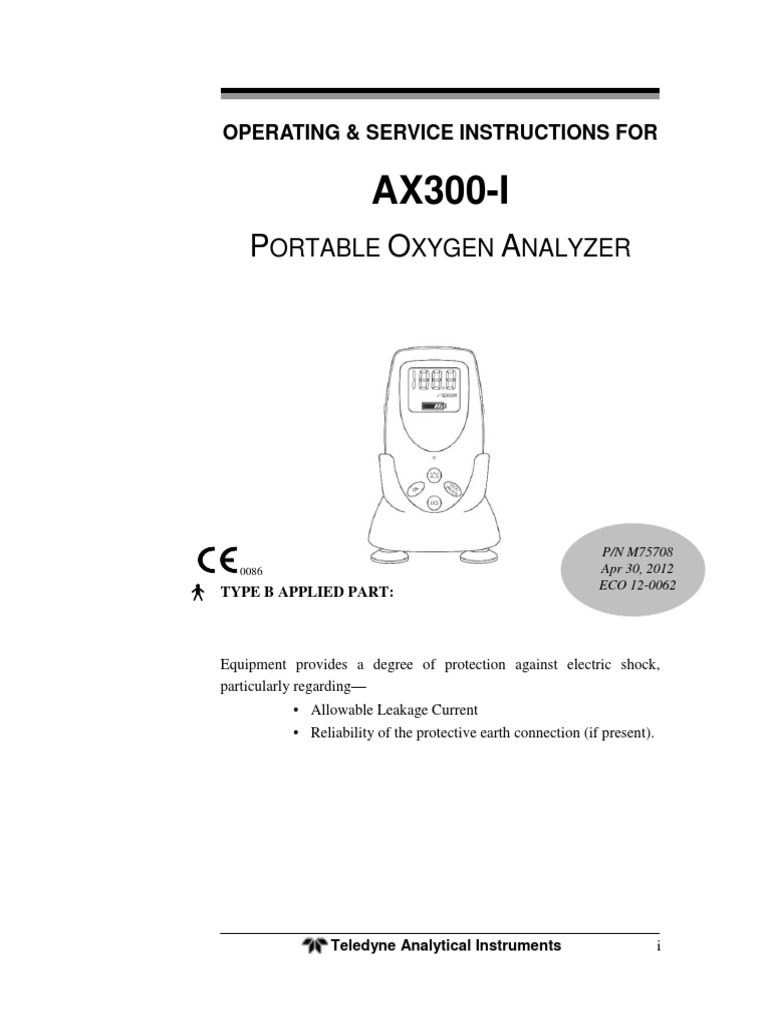 Analizador Portátil de Oxígeno - Teledyne AX300-I - Manual de Usuario y ...