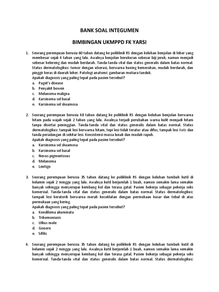 Bank Soal Integumen | PDF | Pengembangan Diri | Kesehatan Holistik