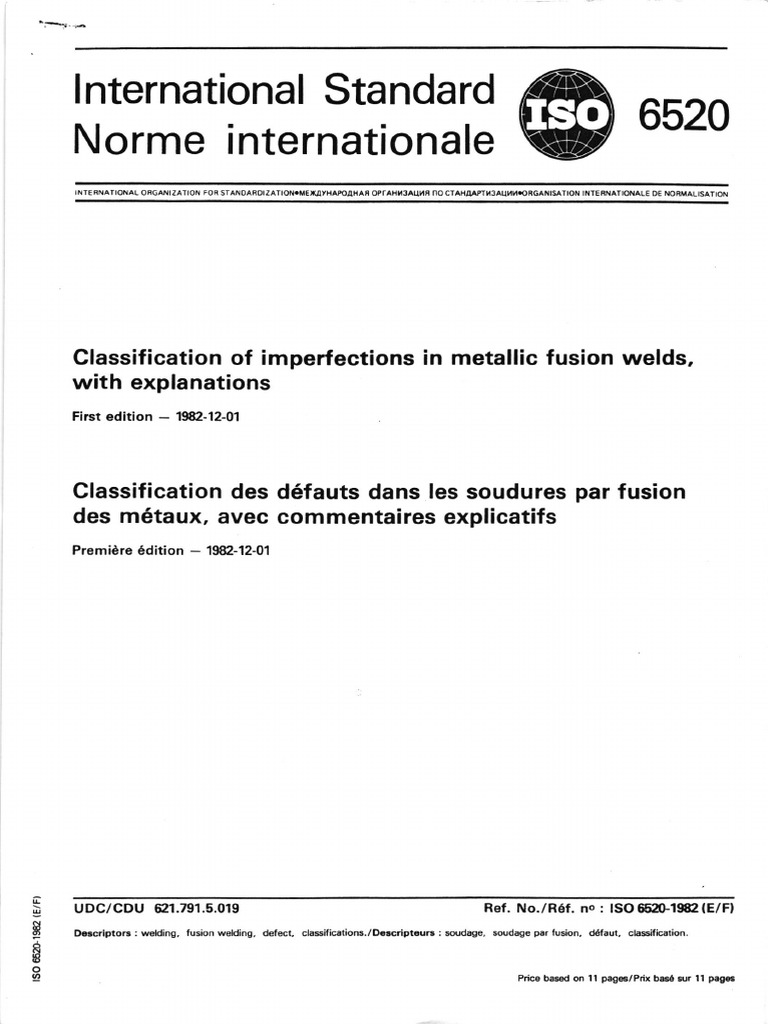 ISO 6520 Clasificacion de Juntas Soldadas PDF | PDF