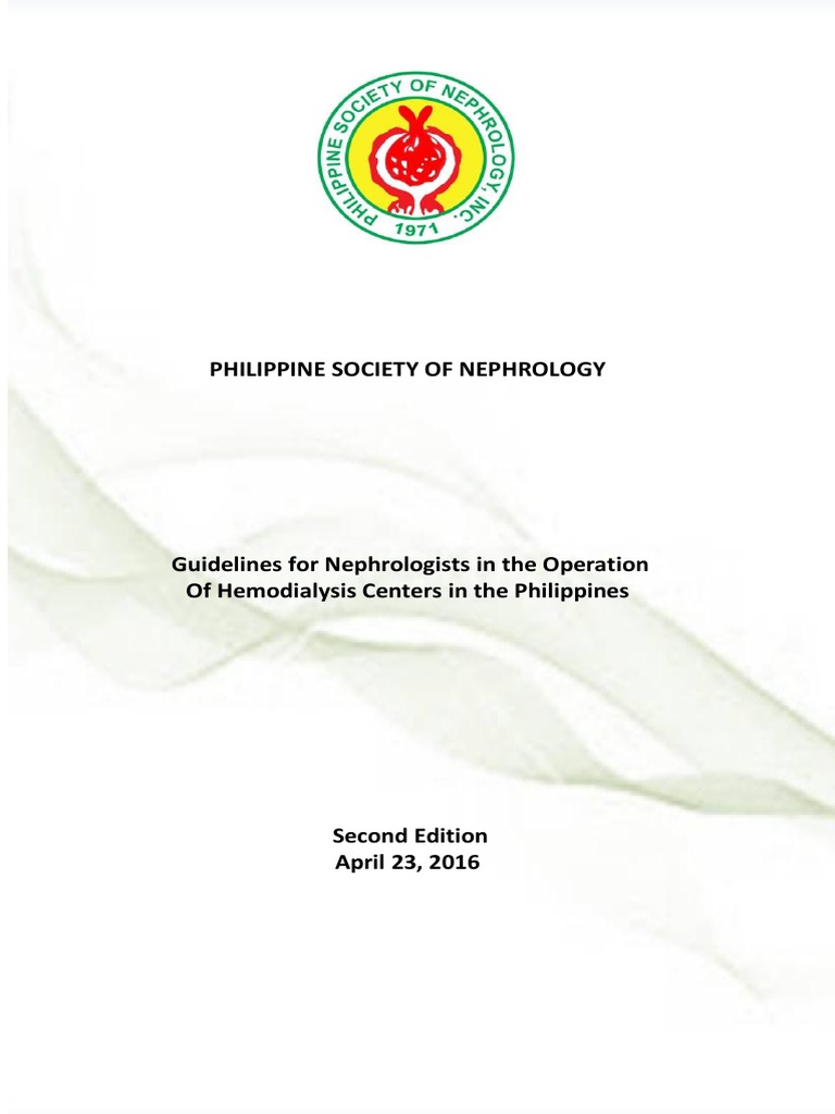 Philippine Society of Nephrology Guidelines for Hemodialysis Centers | PDF