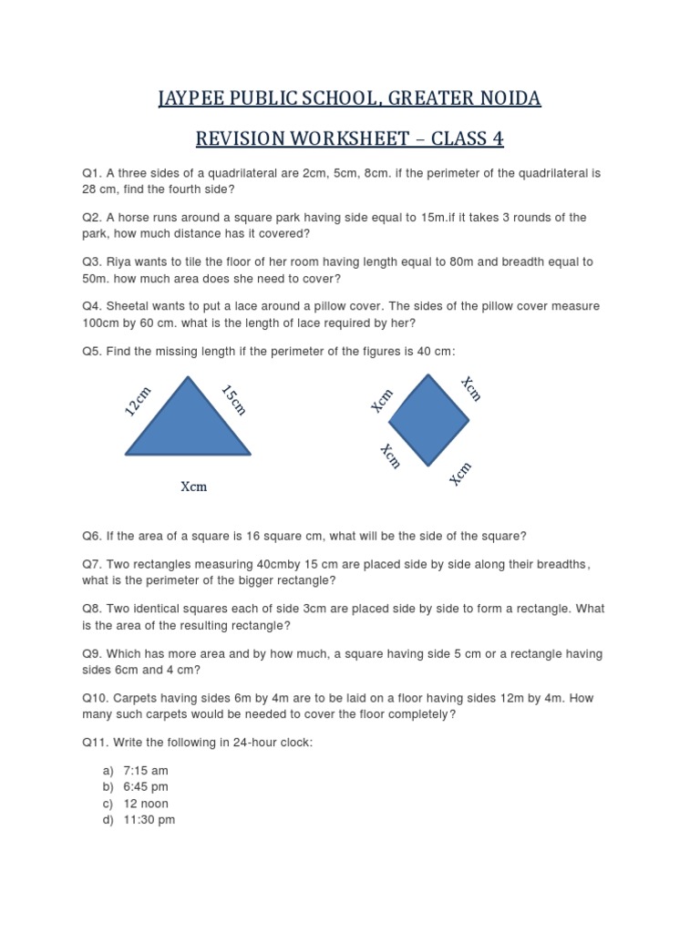 Class 4 Maths Ws | PDF