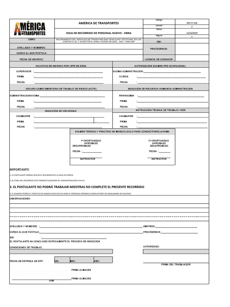 GRh-Fr-019 HOJA DE RECORRIDO DE PERSONAL NUEVO - OBRA