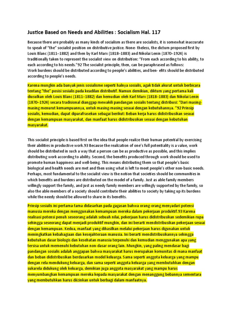 Justice Based On Needs and Abilities | PDF