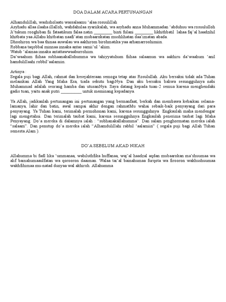 Doa Dalam Acara Pertunangan | PDF