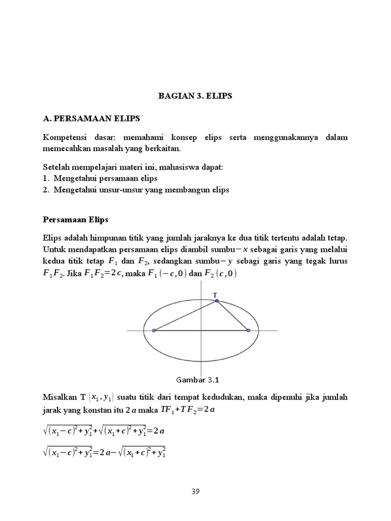Persamaan dan Unsur Elips | PDF
