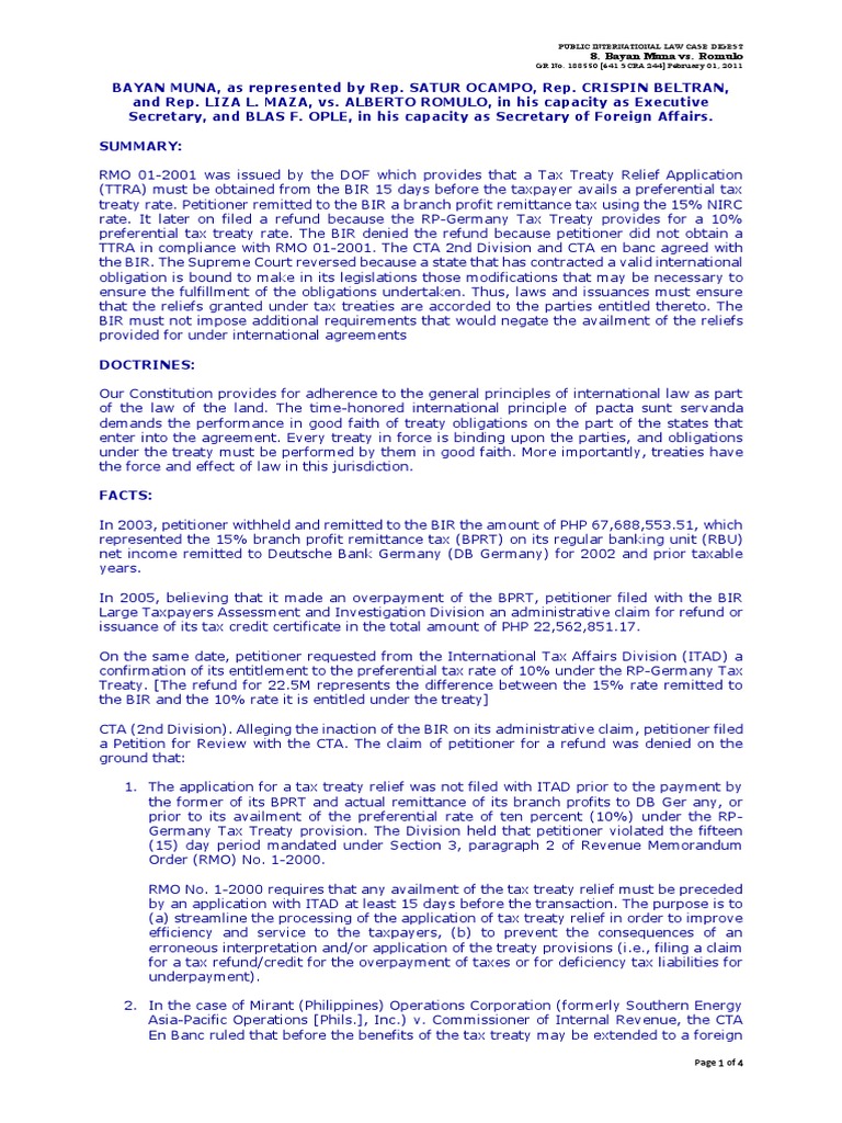 Bayan Muna vs. Romulo | PDF