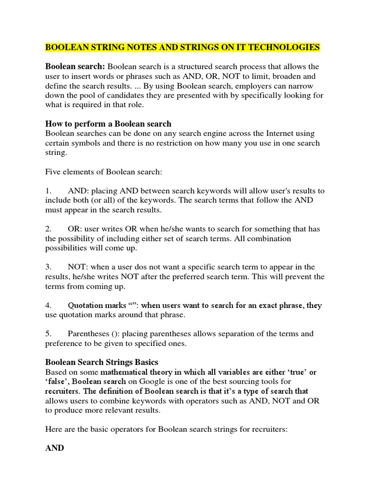 Boolean Strings 1 | PDF