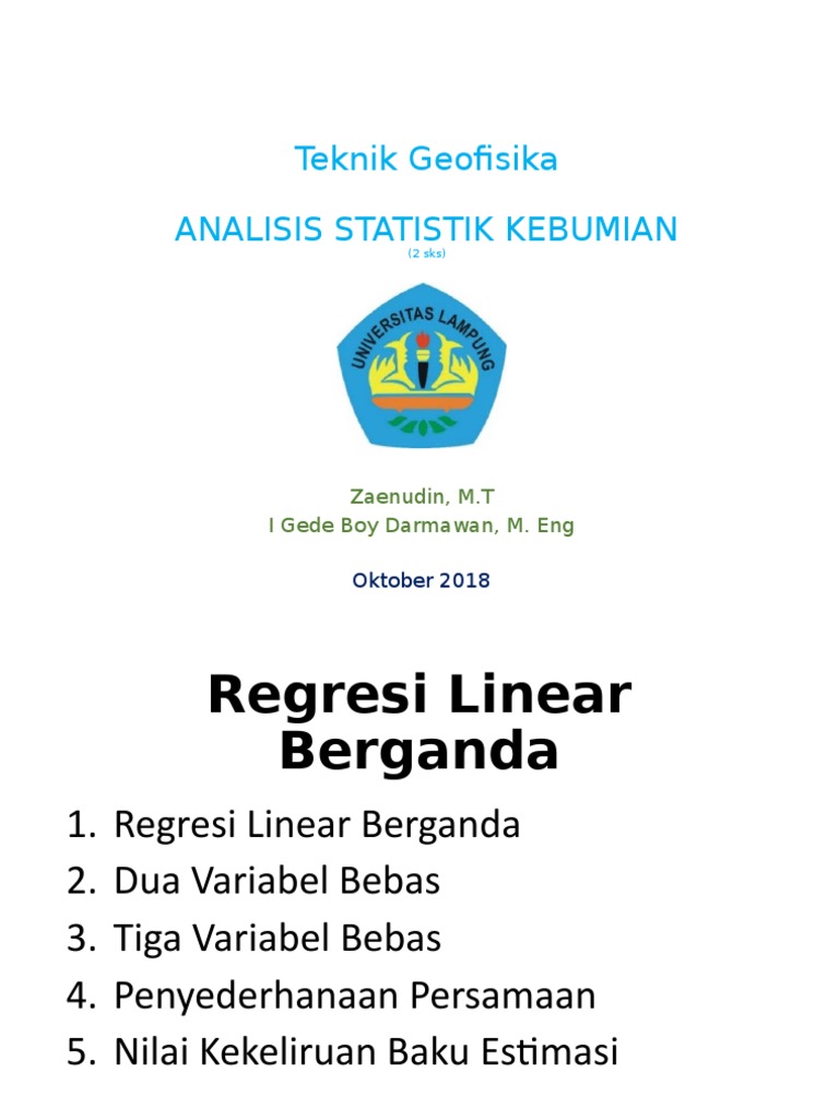 Regresi Linear Berganda dalam Geofisika | PDF
