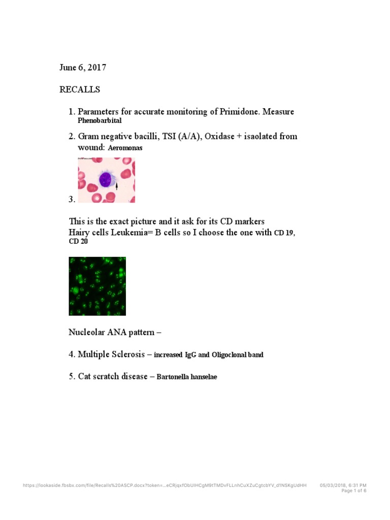 Recalls ASCP | PDF