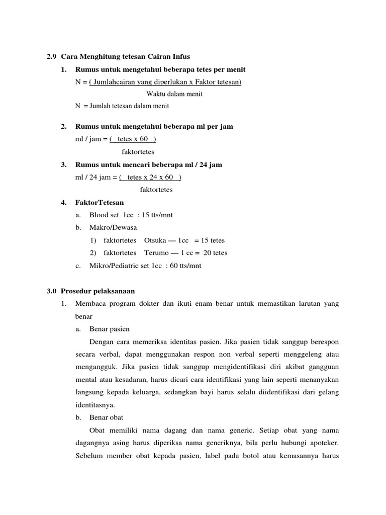 Cara Menghitung Tetesan Cairan Infus | PDF