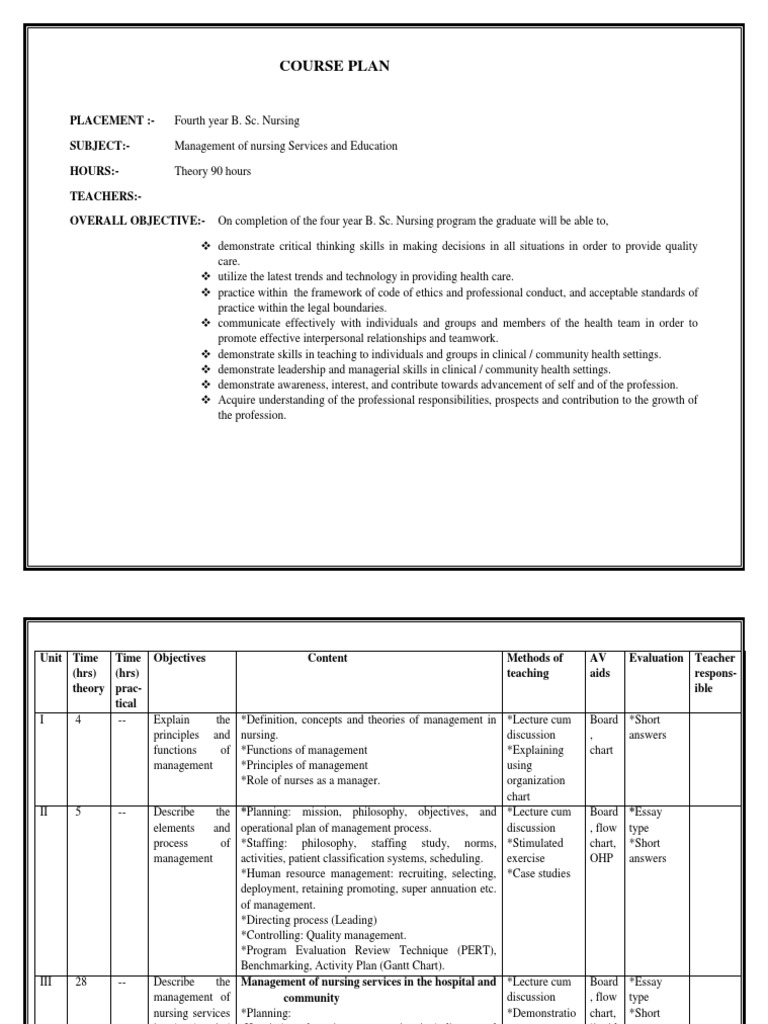 Course Plan | PDF