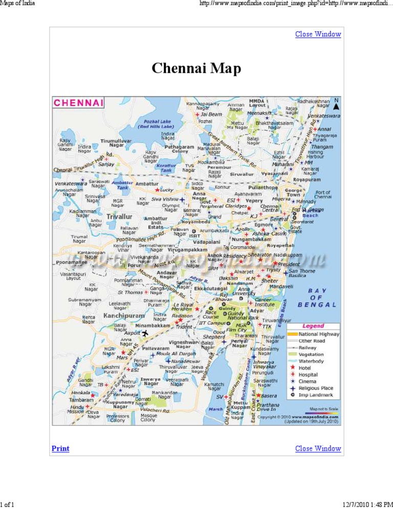 Detailed Chennai Map of India | PDF | Technology & Engineering