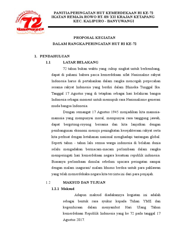 Contoh Proposal Kegiatan HUT RI 1 | PDF