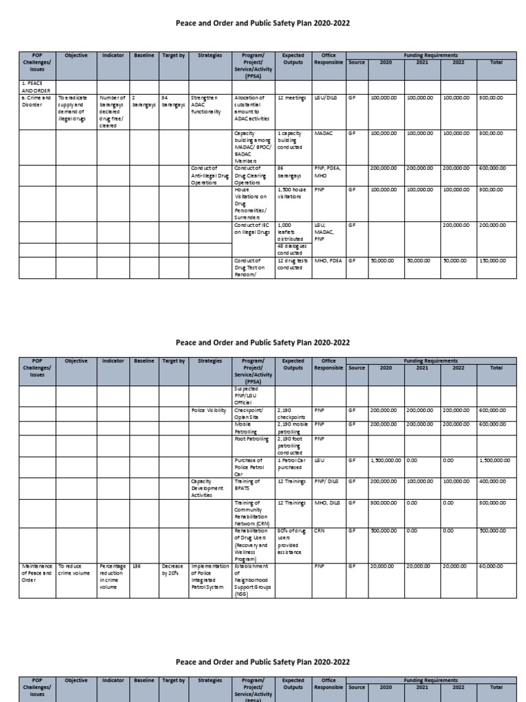 POPS Plan Summary 2020-2022 | PDF
