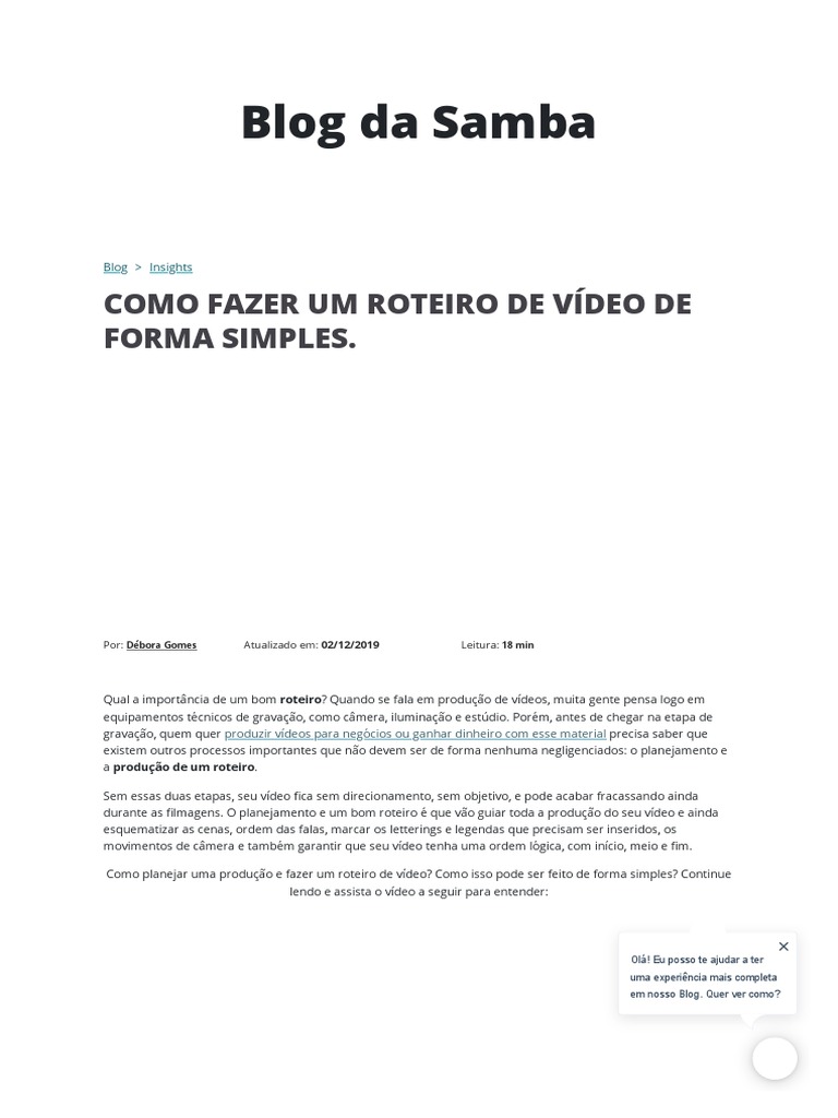 Roteiro de Vídeo - Como Fazer Um Roteiro Passo A Passo + Modelos para Baixar | PDF