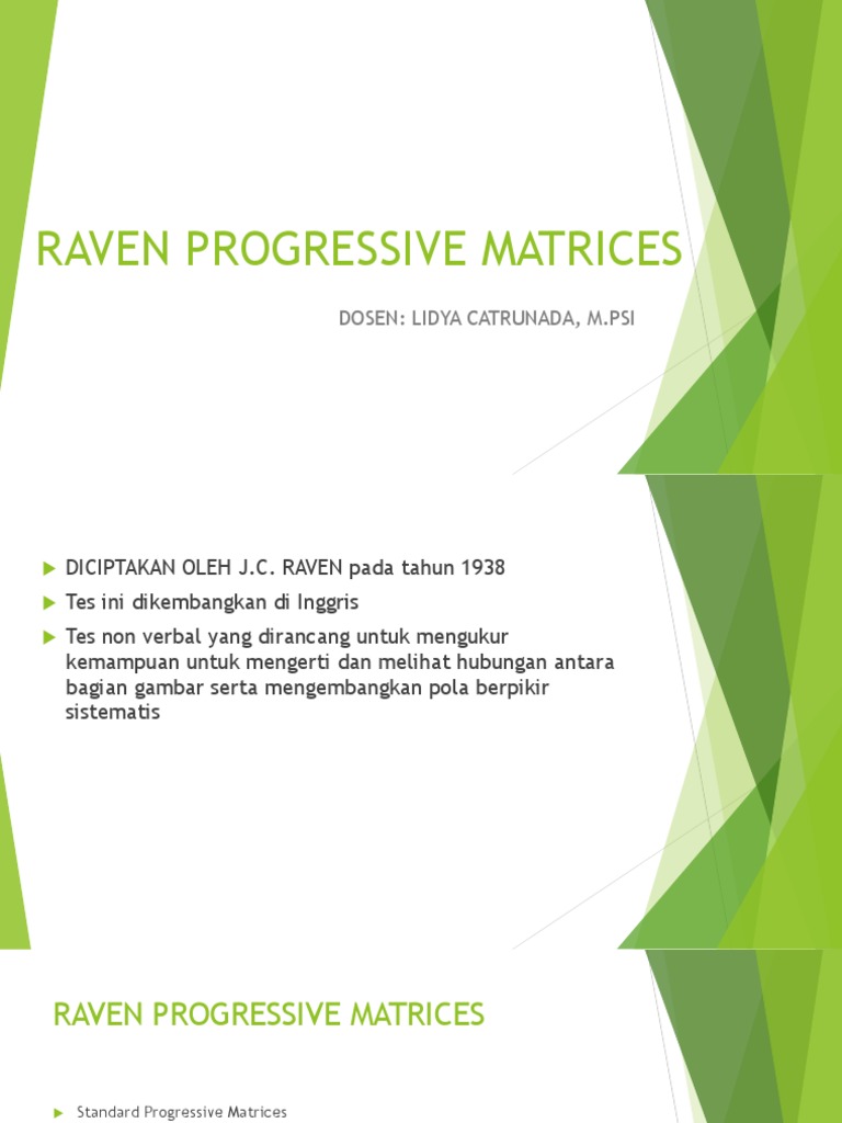 Panduan Tes Raven Progressive Matrices | PDF | Sains & Matematika