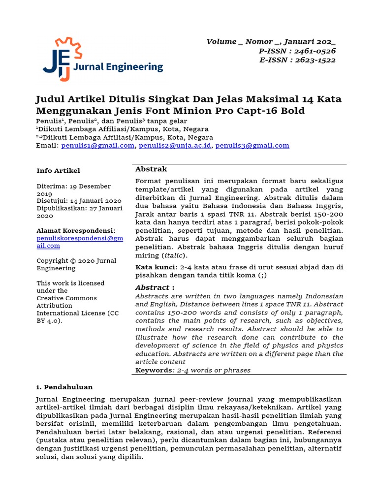 Template Jurnal Engineering - 2020 | PDF