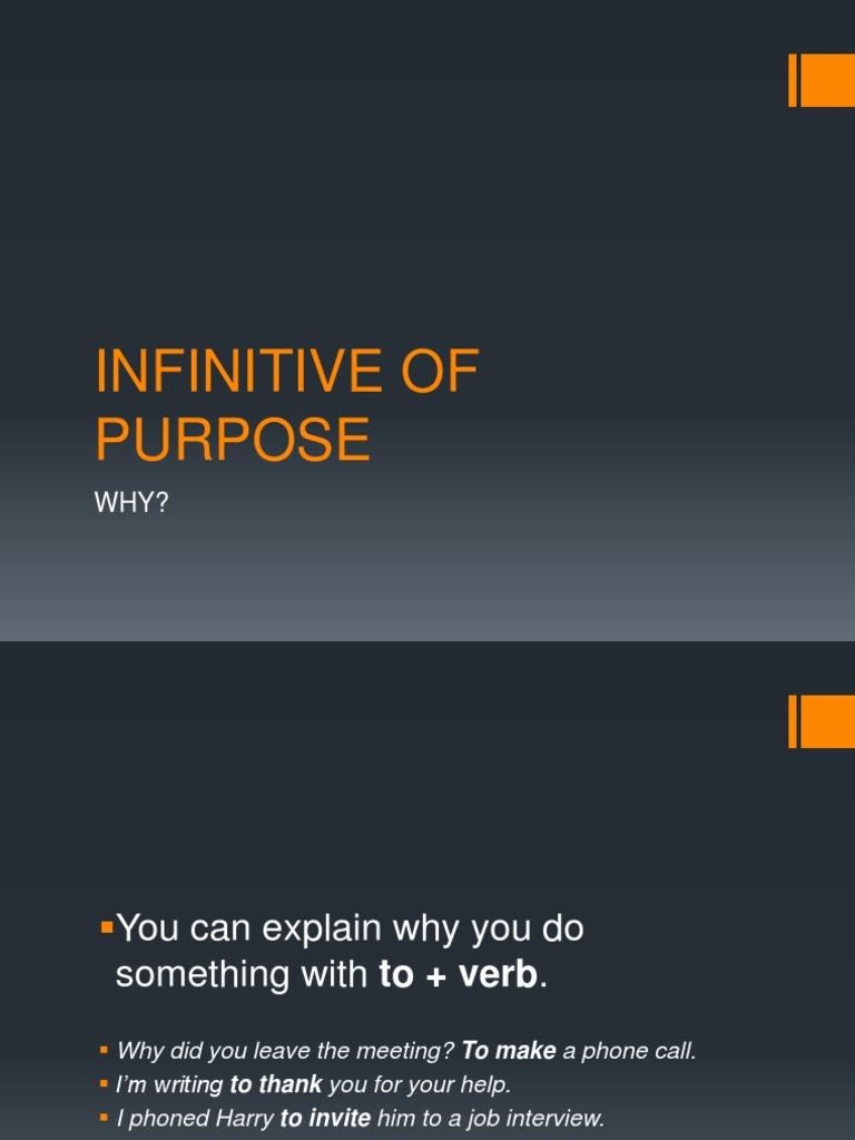 Infinitive of Purpose | PDF