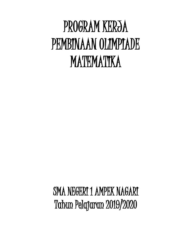 Program Kerja Pembinaan Osn Matematika | PDF