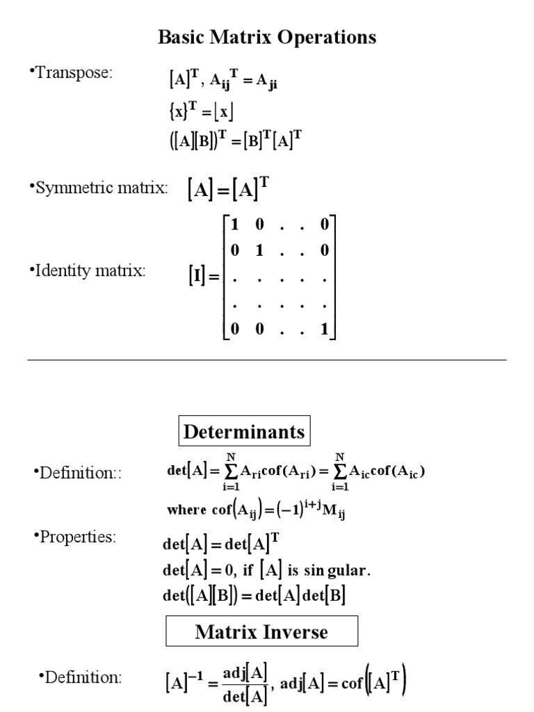 Basic Matrix Operations: - Transpose | Download Free PDF | Matrix ...