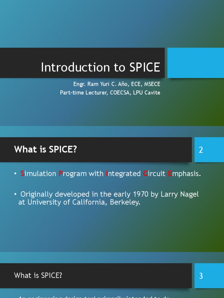 1 Introduction To SPICE | PDF