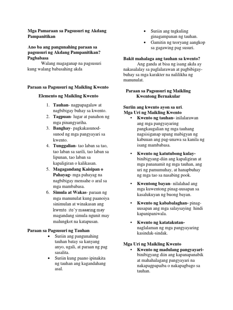 Paraan NG Pagsusuri NG Akda | PDF