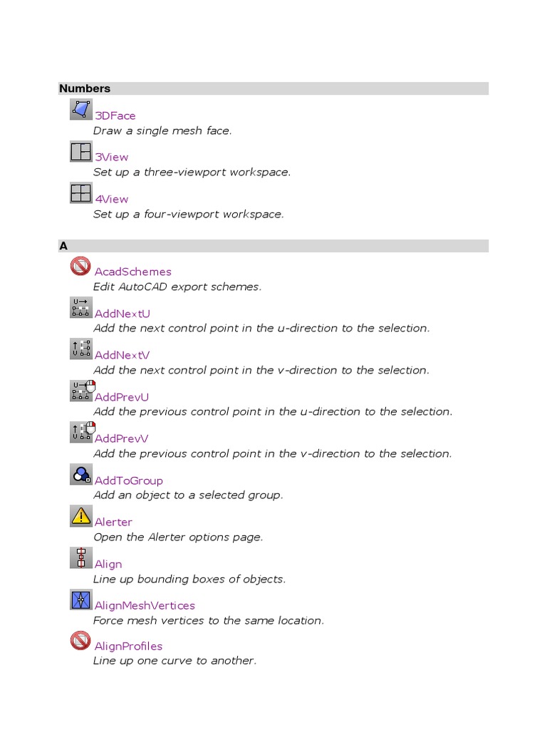 Rhino Commands | PDF